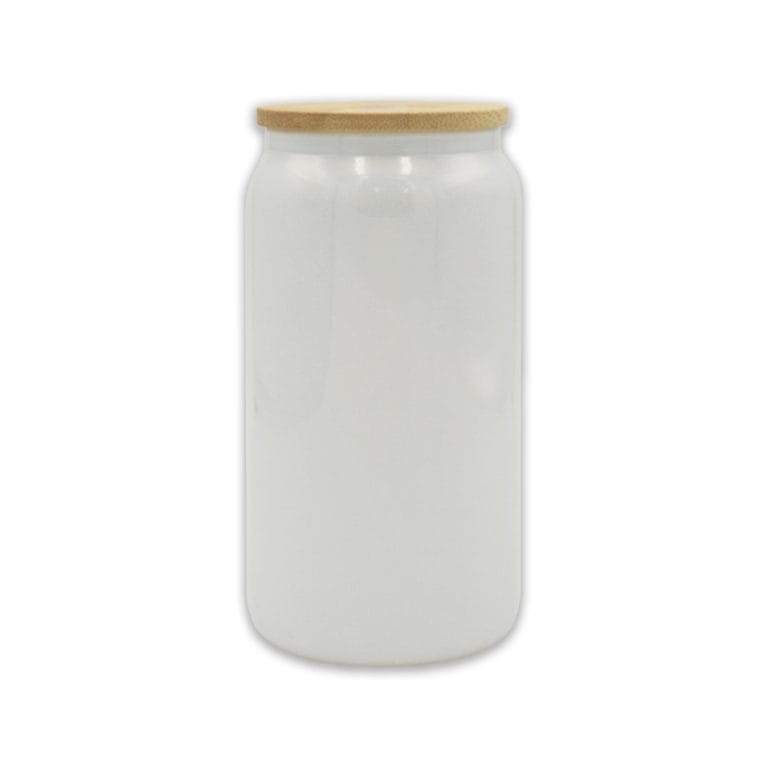 16oz Libbey Tumbler White Glitter Glass Sublimation Blank with Bamboo ...