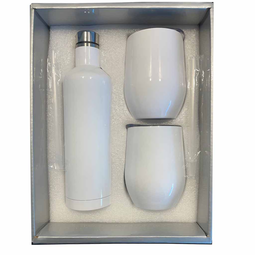 Wine Tumbler Gift Kit White Stainless Steel Sublimation Blank ...